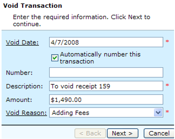 DT Receipting – Voiding a Receipt