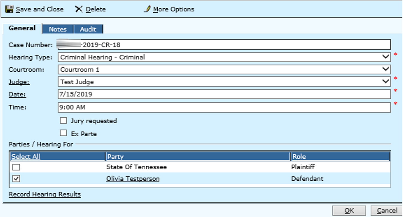 Add Hearing Record Hearing Results